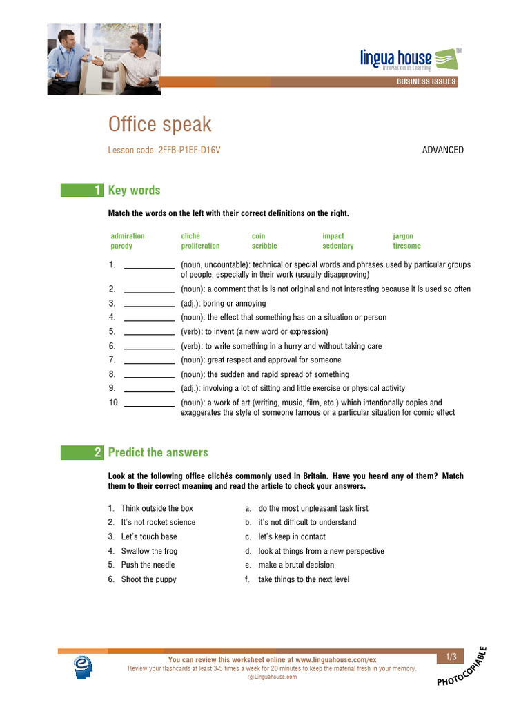 C1 Office-speak_C1_SV | PDF | Noun | Adjective