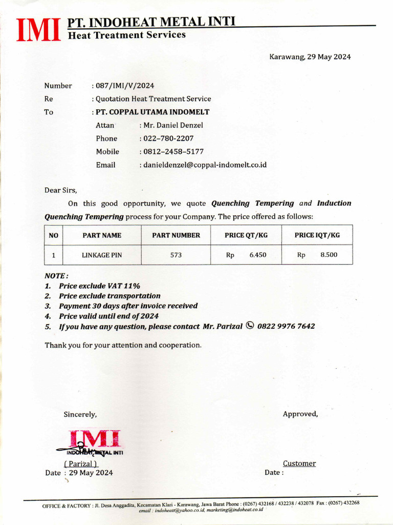 087 PT Coppal Utama Indomelt | PDF