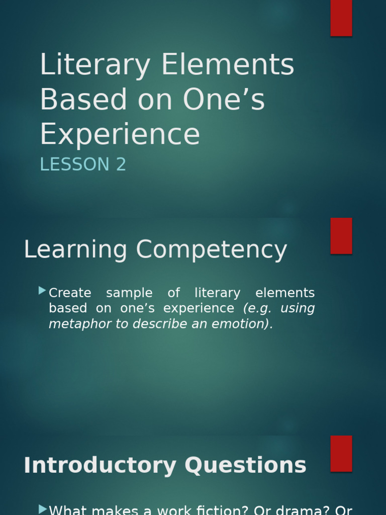 Creating Literary Elements from Experience | PDF | Narration | Poetry