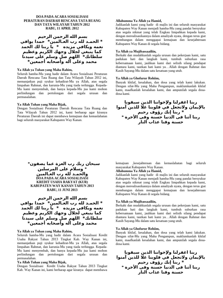 Doa Sosialisasi Raperda RTRW | PDF