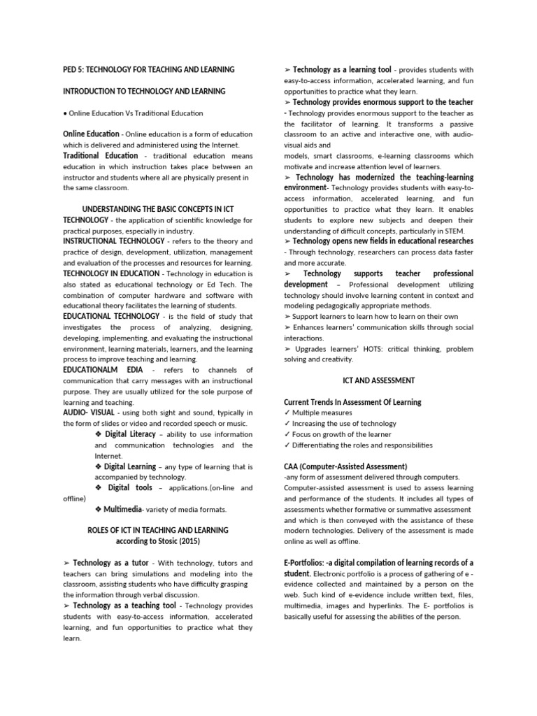 Ped 5 Technology For Teaching and Learning | PDF | Educational Technology | Learning