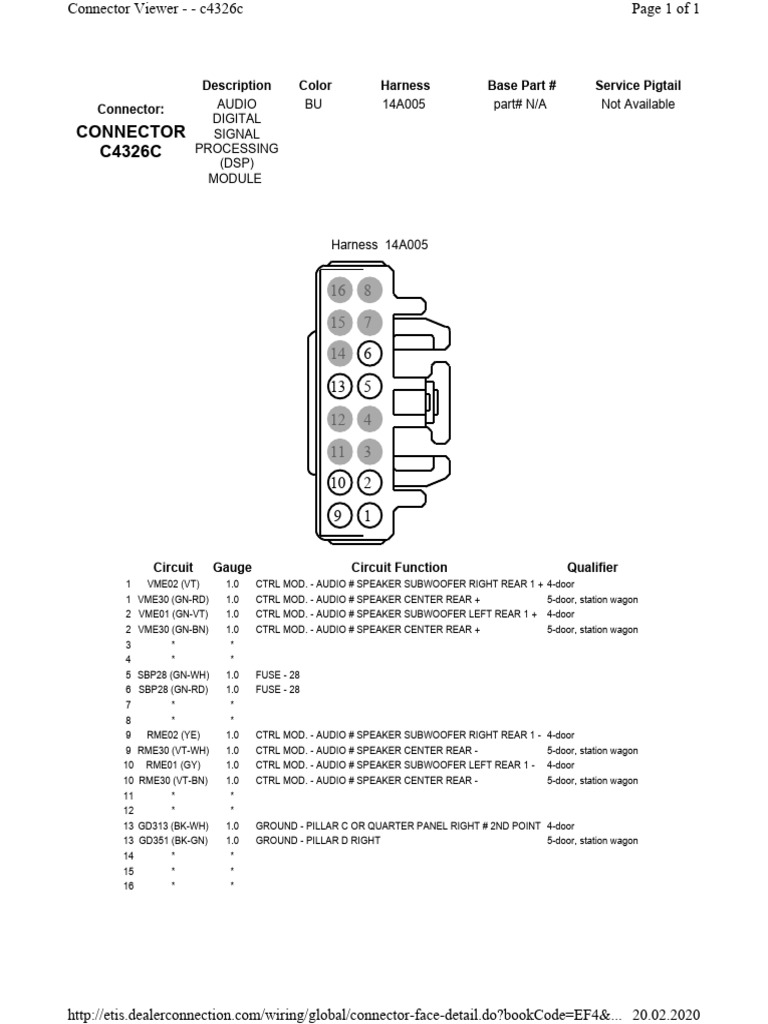 Ford DSP Module Wiring Details | PDF | Loudspeaker | Sound Technology