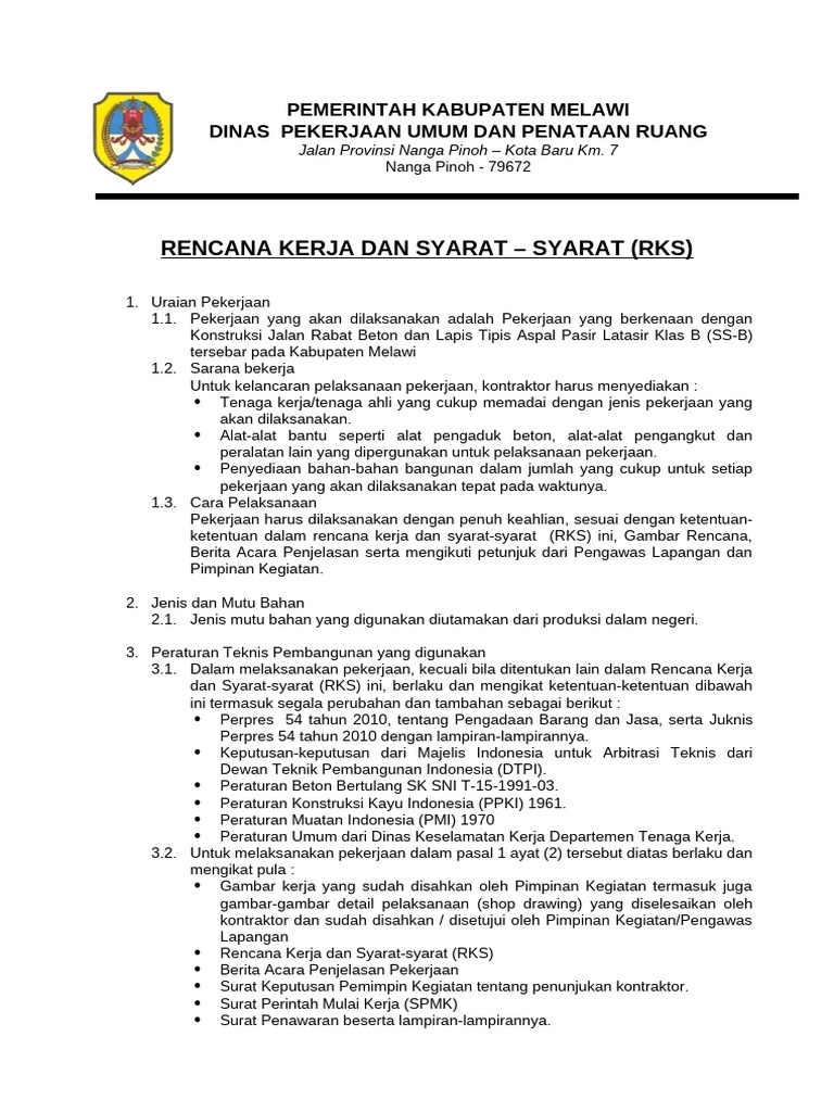 RKS (Spek Teknis Beton dan Sandsheet) | PDF