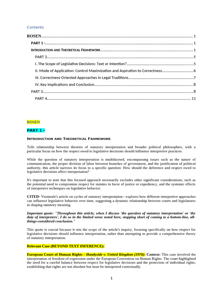 rosen notes | PDF | Statutory Interpretation | Antonin Scalia