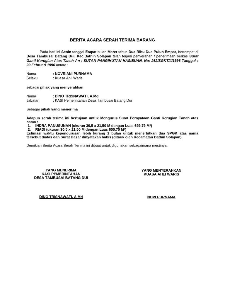 Serah Terima | PDF