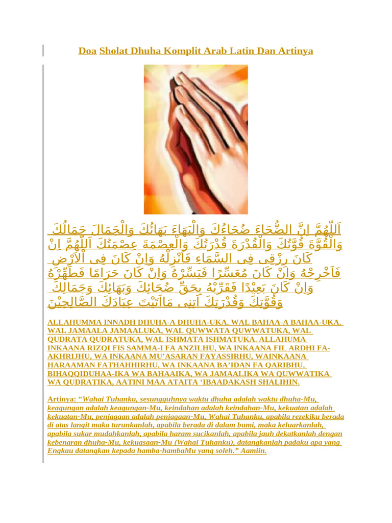 Doa Sholat Dhuha Lengkap dan Artinya | PDF