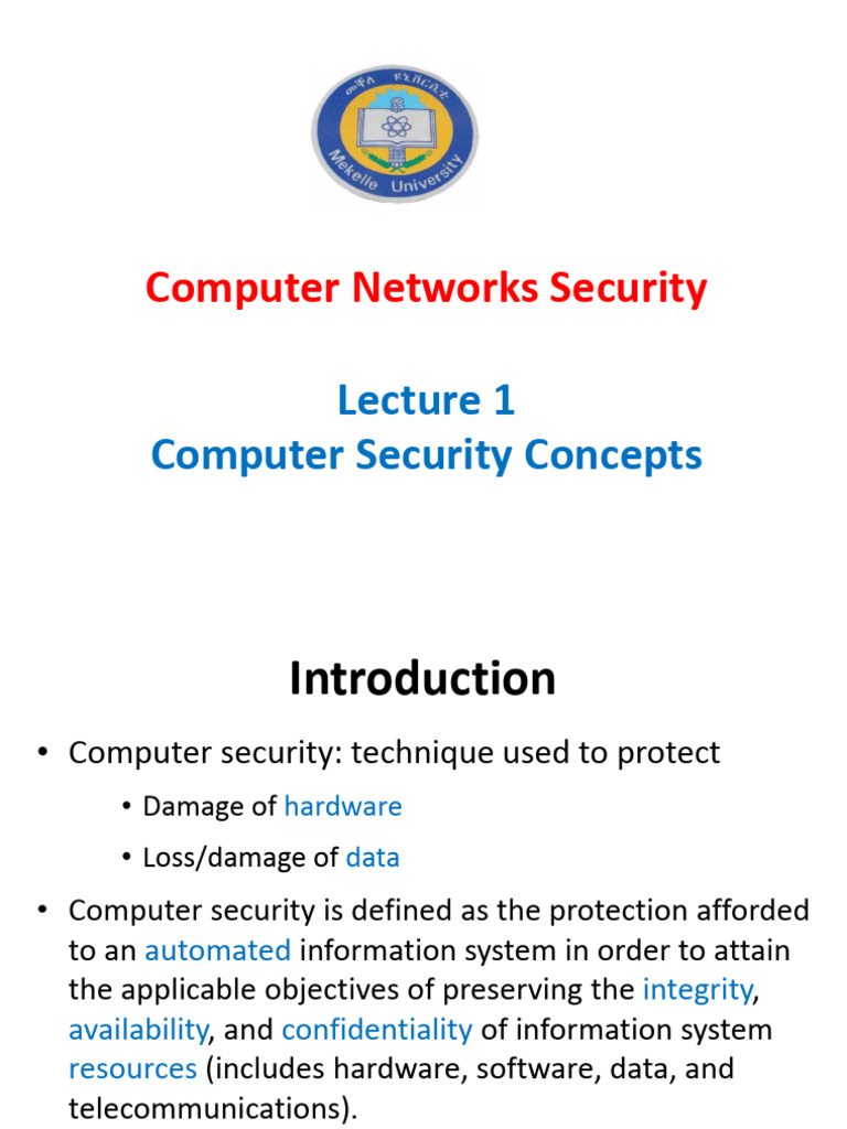 Lecture 1 Computer Security Concepts | PDF | Malware | Computer Virus