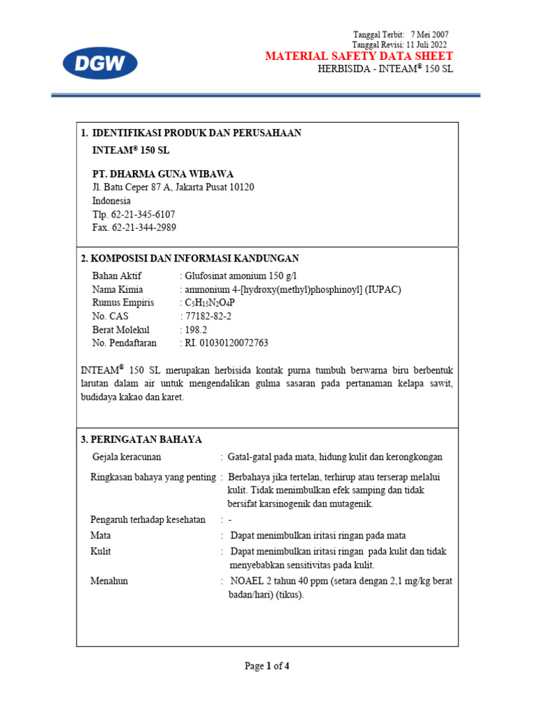 Inteam 150 SL Amonium Glufosinat | PDF