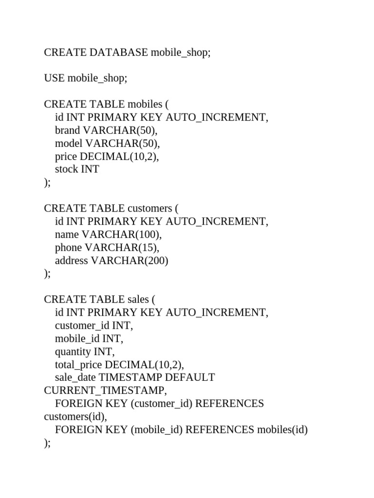 Tharun Mysql Code for Project | PDF