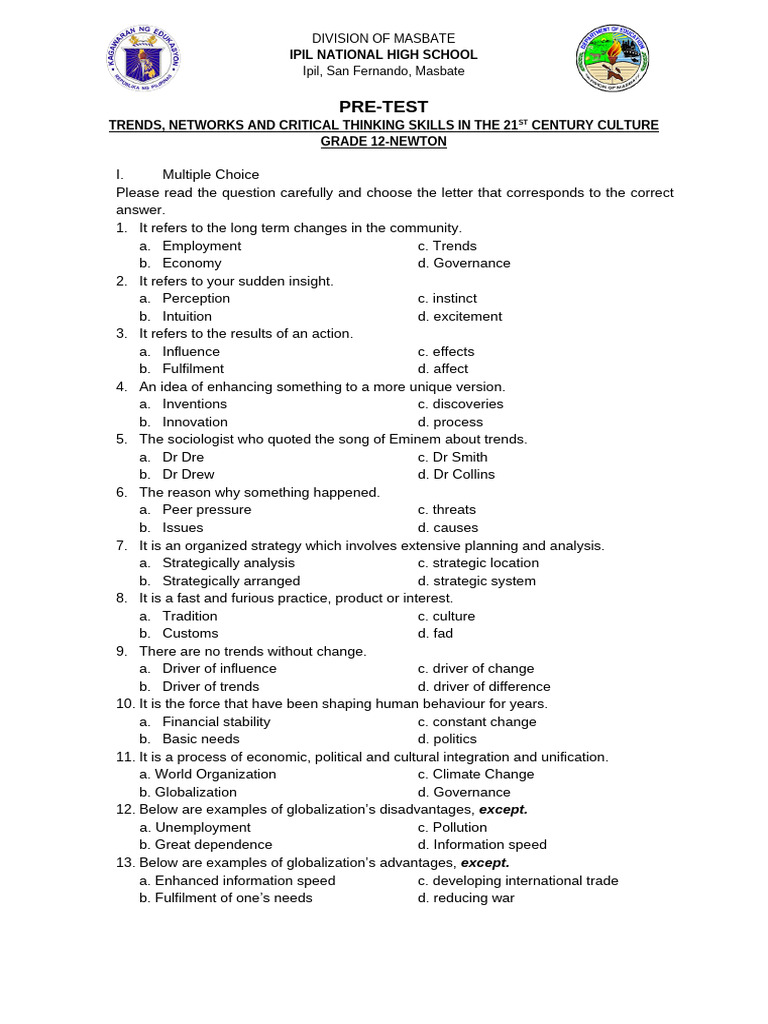 TRENDS PRE-TEST | PDF