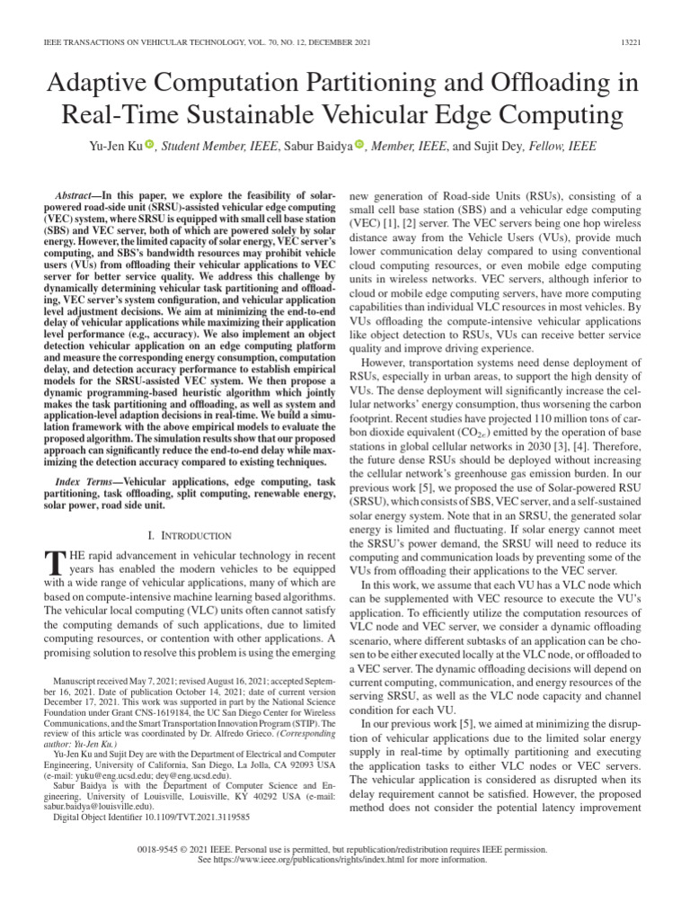 Adaptive Computation Partitioning and Offloading in Real-Time ...