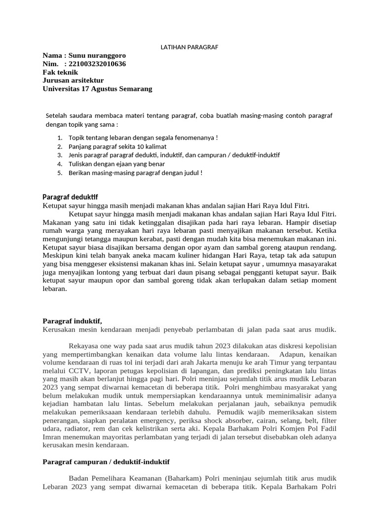 Latihan Paragraf TUGAS ARSITEKTUR | PDF