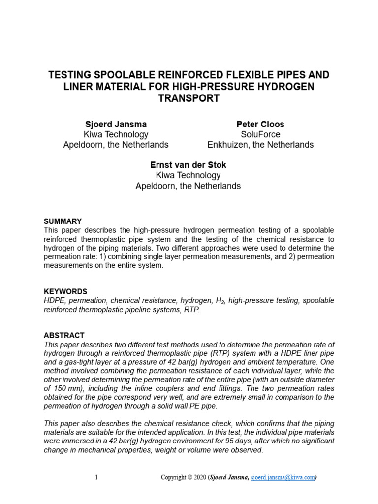 Pipe Test Report - High Pressure Hydrogen | PDF | Strength Of Materials ...