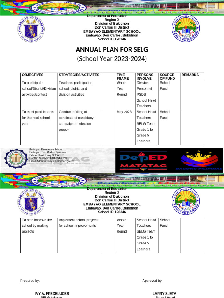 Annual Plan for Selg | PDF