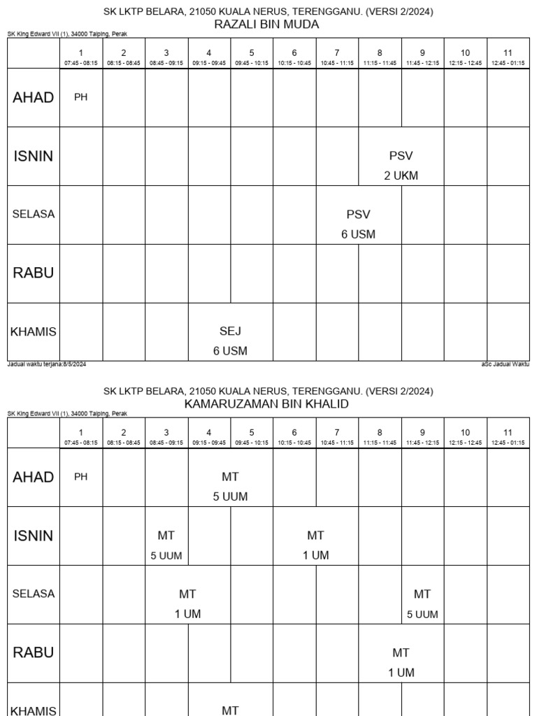 Jadual Guru Edisi 2 (8-5-24) | PDF