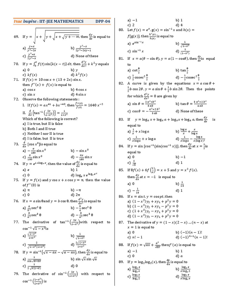 Limits & Differentiation Jee DPP (2) | PDF | Mathematical Concepts | Mathematics