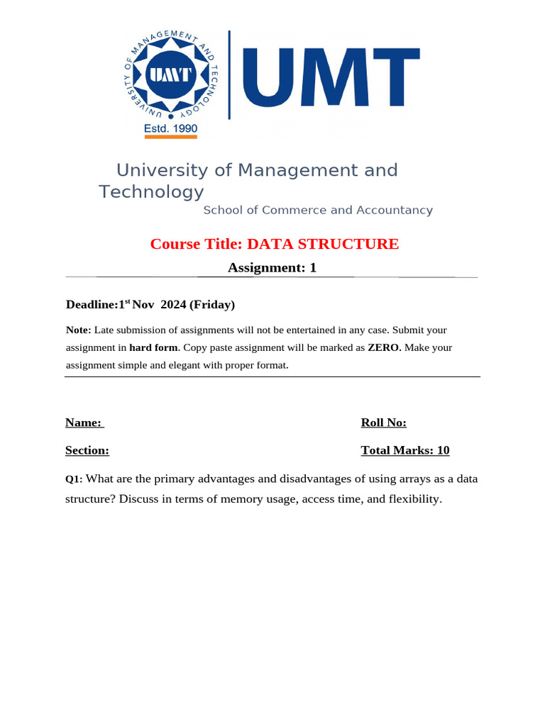 Assignment 1 DS | PDF