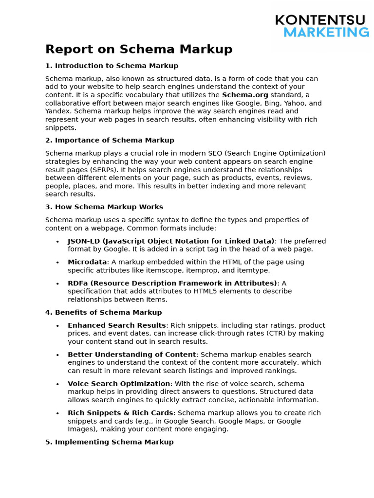 Report on Schema Markup | PDF | Search Engine Optimization | Websites