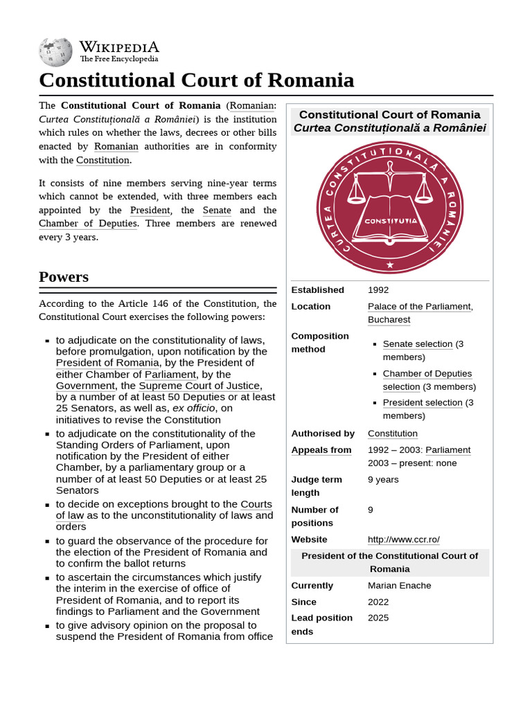 Constitutional_Court_of_Romania | PDF | Parliament | Romania