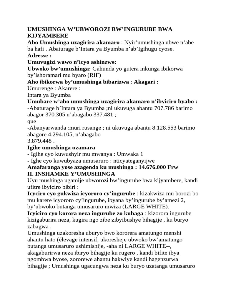 UMUSHINGA Wingurube 001 | PDF