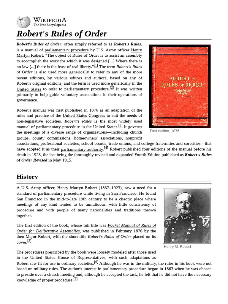 Robert's Rules of Order | PDF | Parliamentary Procedure | Accountability