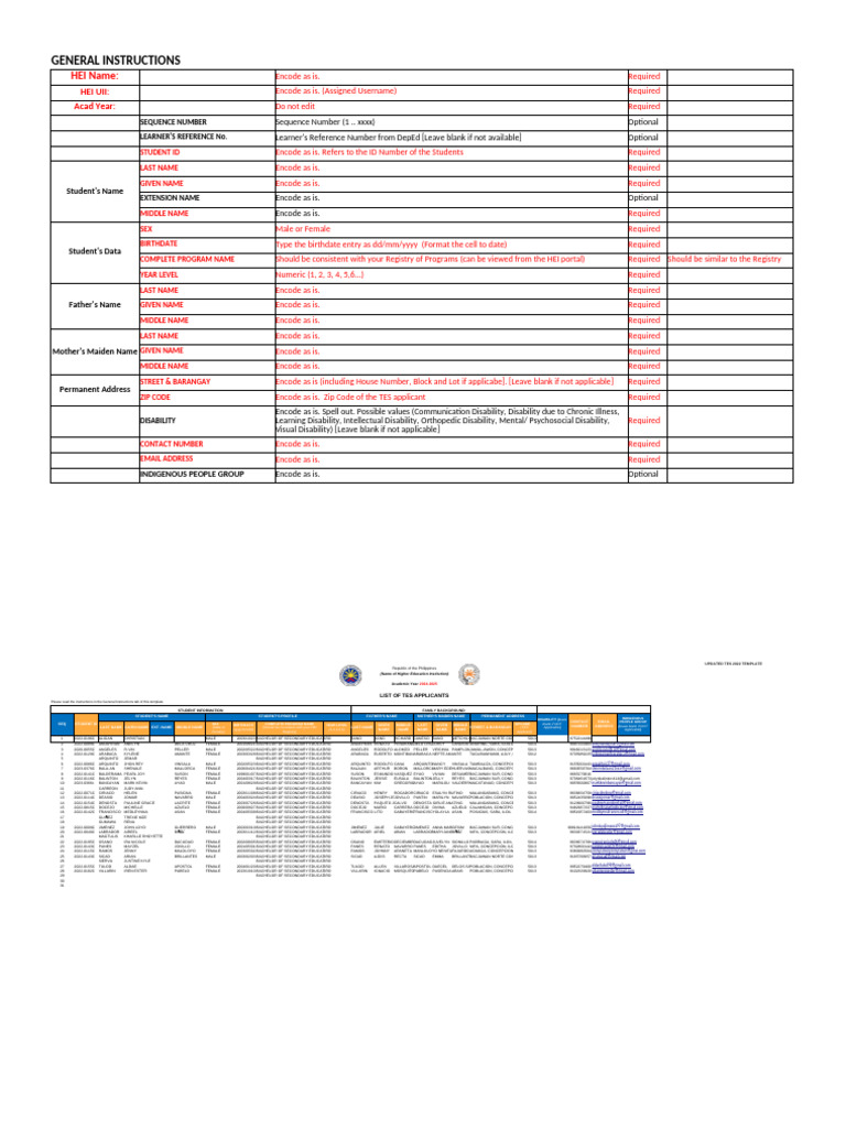 Annex 1 List of TES Applicants BSED MATH 3A | PDF | Disability