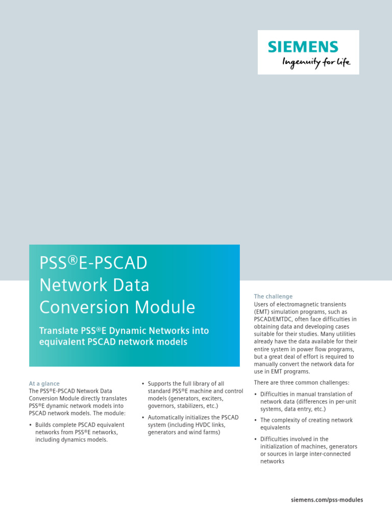 Psse Pscad Networkdataconversion Module Flyer | PDF | Electric ...