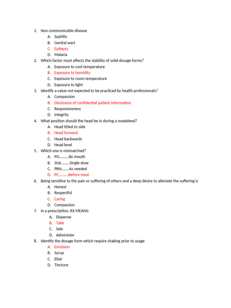answer of coc question | PDF | Vitamin