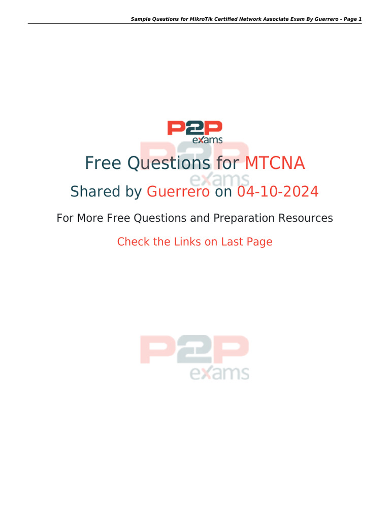 MTCNA Exam Sample Questions Guide | PDF | Computer Standards | Network Layer Protocols