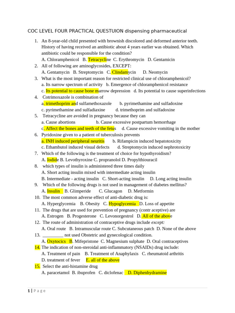 Coc 4 Theory Question 51 | PDF | Nonsteroidal Anti Inflammatory Drug ...