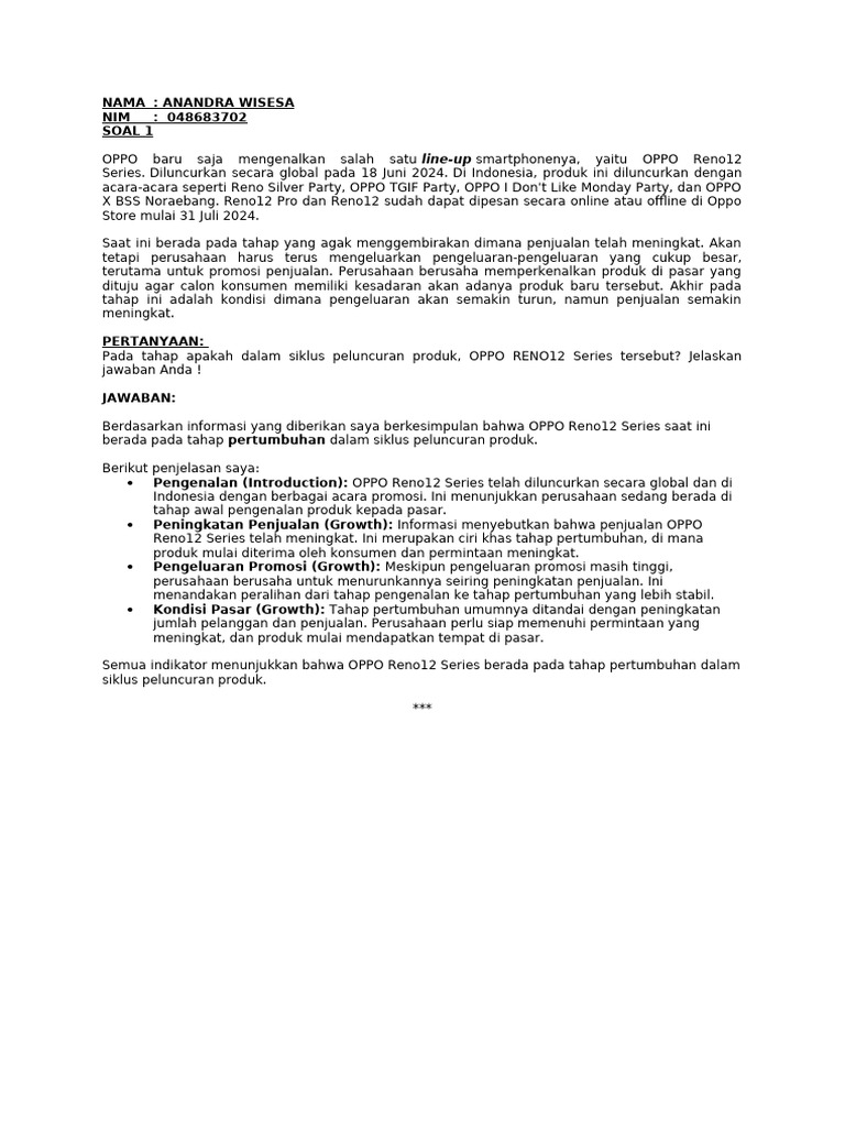 Anandra Wisesa - Tugas 3 - Pengembangan Produk | PDF