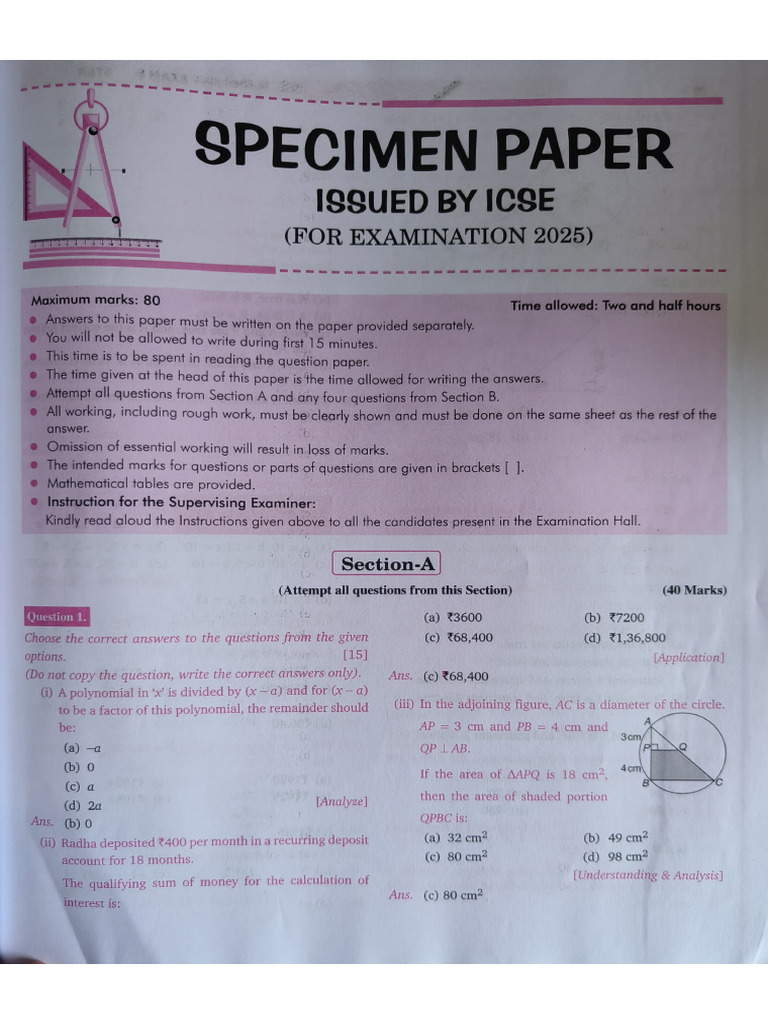 Sample Papers - Maths | PDF