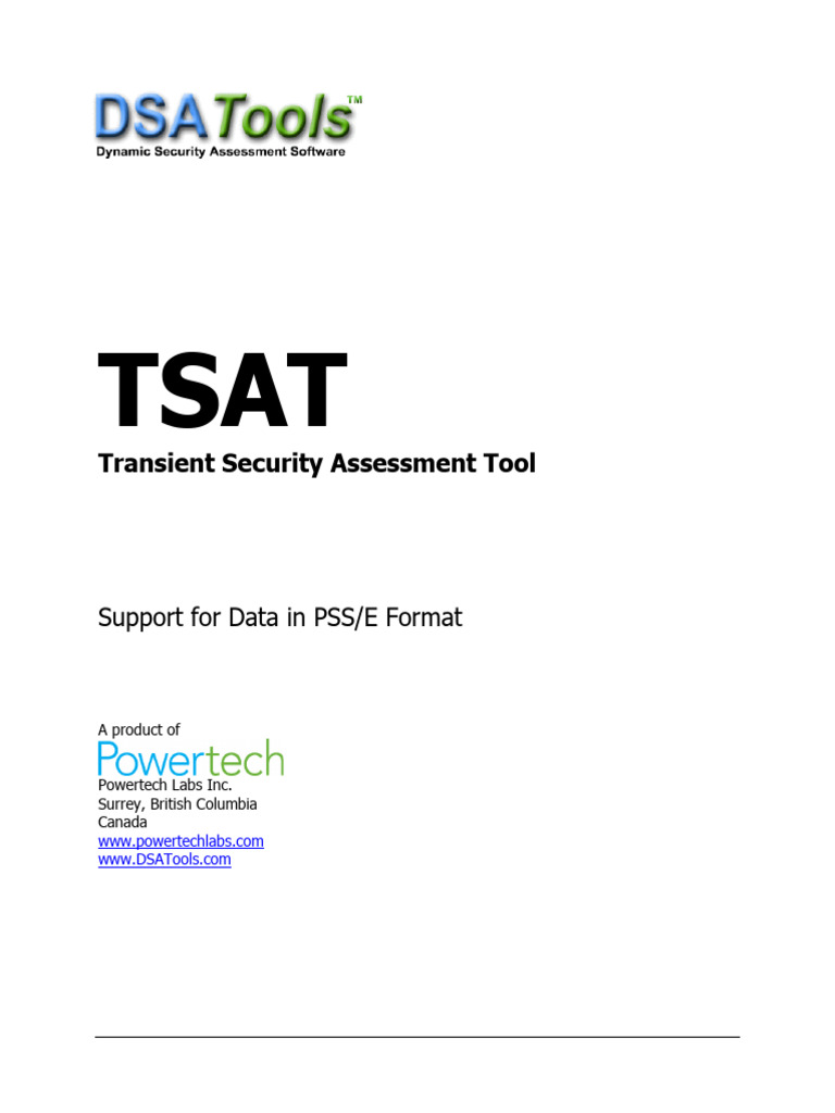 Tsat Support For Data in Psse Format | PDF | Electric Generator ...