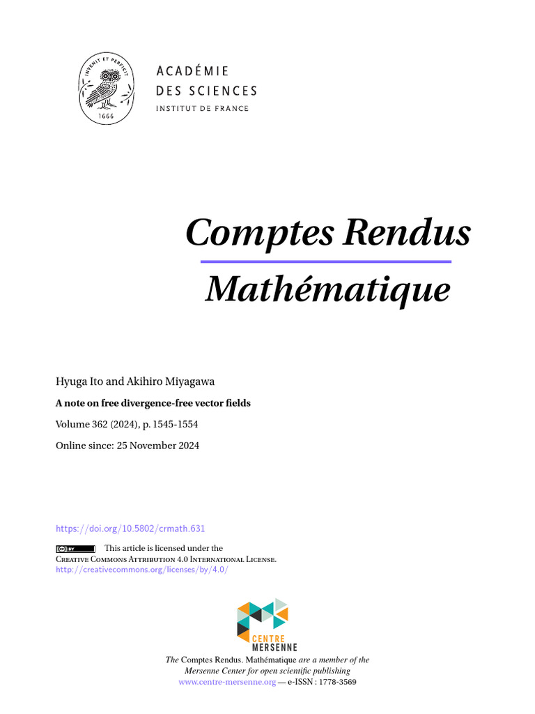 A Note On Free Divergence-Free Vector Fields | PDF | Basis (Linear ...