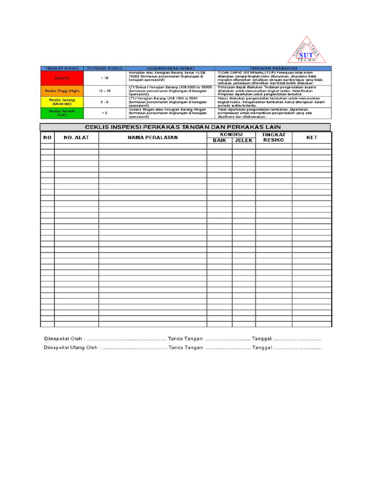 Form Inspeksi Peralatan | PDF