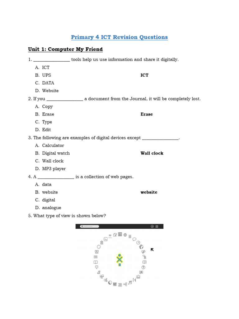 Primary 4 ICT Revision Guide | PDF | Computer Data Storage | Random ...