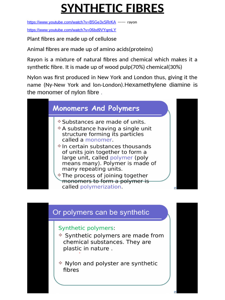 Overview of Synthetic Fibres and Plastics | PDF