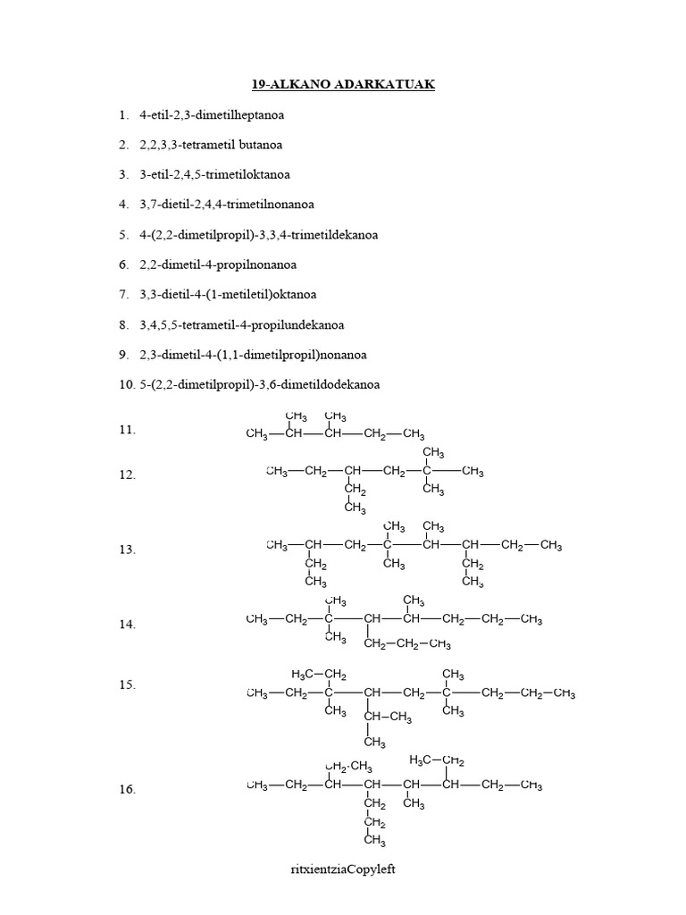 Alkano_adarkatuak-B ariketak | PDF
