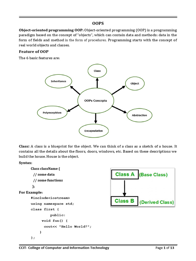 006. OOPs (1) | PDF | Class (Computer Programming) | Object Oriented Programming