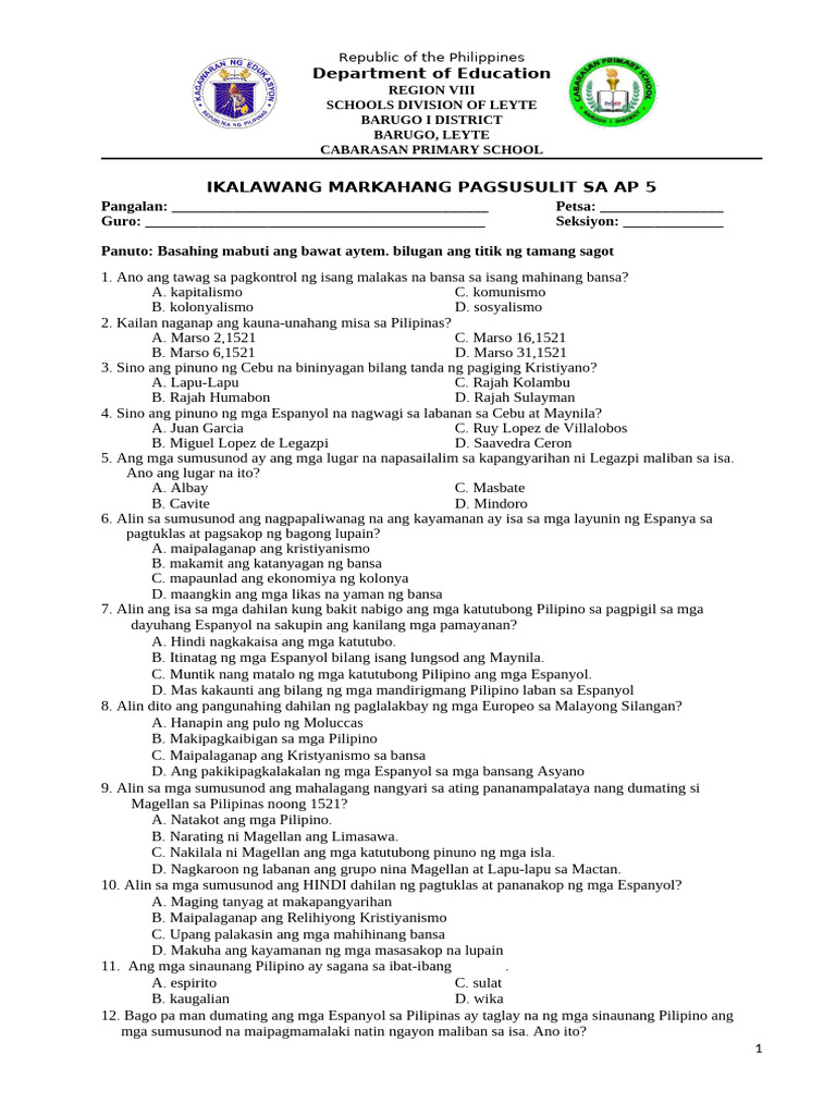 2ND Quarter Periodic Ap-Test-Ap 5 | PDF