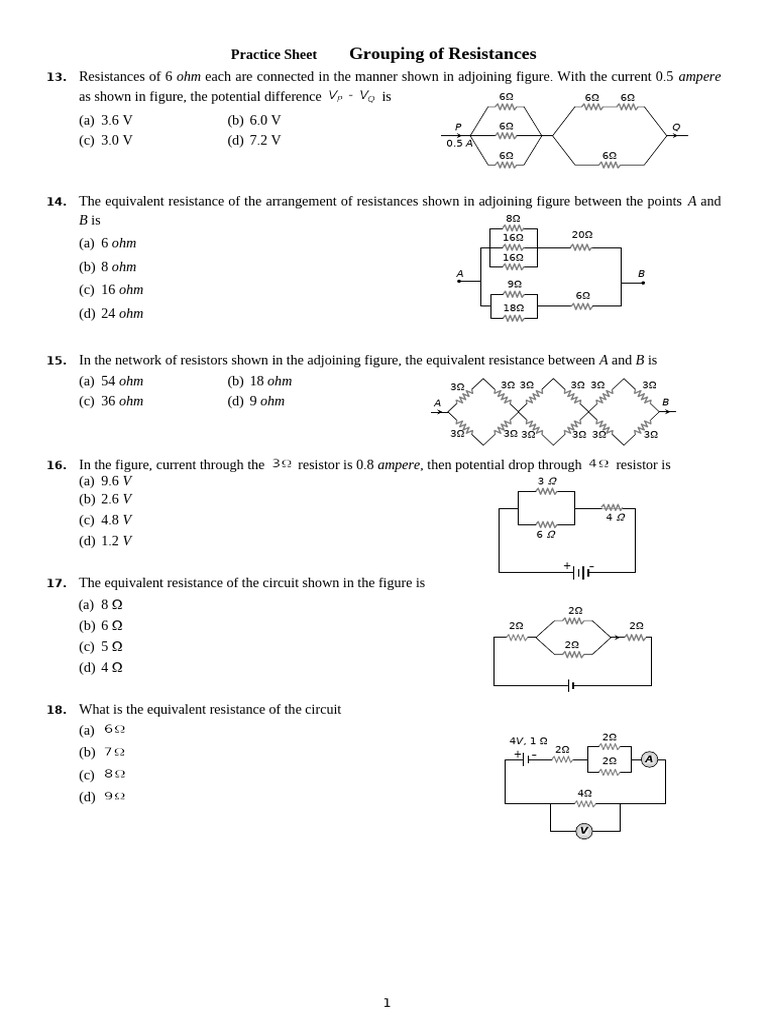 Series Parallel Resistance Assignment 2019 Pdf Electrical