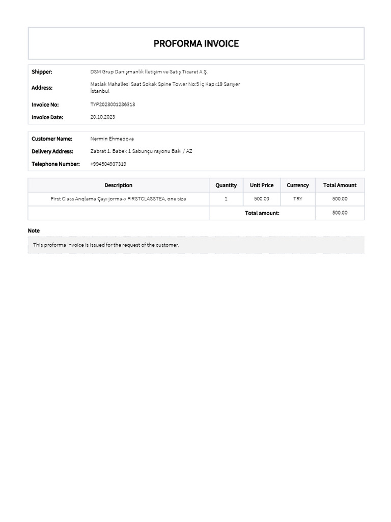 Proforma Invoice: Shipper: Address: Invoice No: Invoice Date | PDF