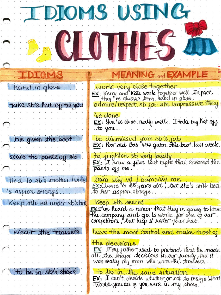 Idioms About Clothes | PDF