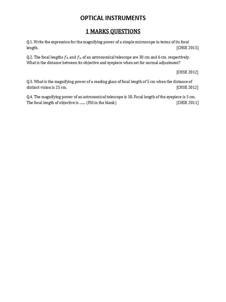 Class 12th optical instruments puts | PDF