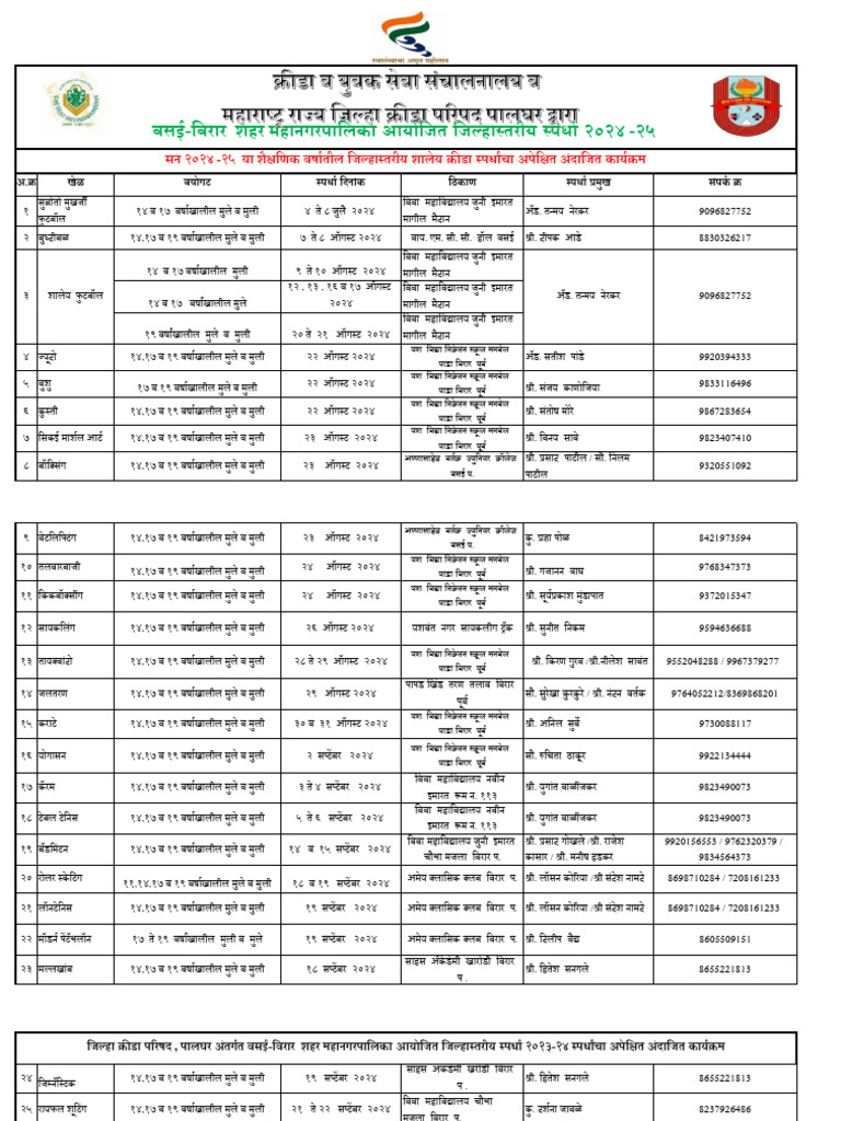 Dso Shedule 2024-25 | PDF