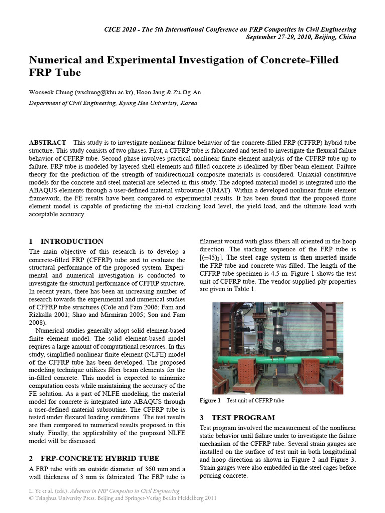 Chung Numerical And Experimental Investigation Of Concrete Filled Frp