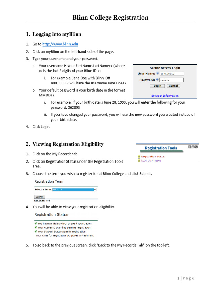 Blinn College Registration Guide | PDF | Software | Computing