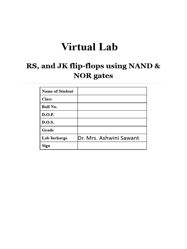 Virtual Lab: RS & JK Flip-Flop Analysis | PDF | Electronic Design | Digital Technology