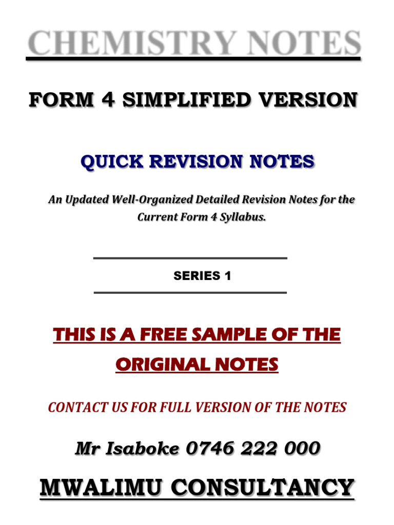 f4 Chemistry Simplified Notes SP | PDF | Hydroxide | Salt (Chemistry)