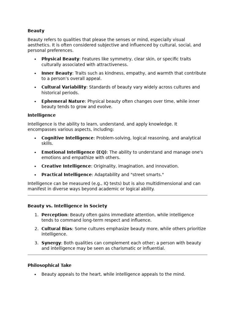 Beauty and Intelligence in Society | PDF